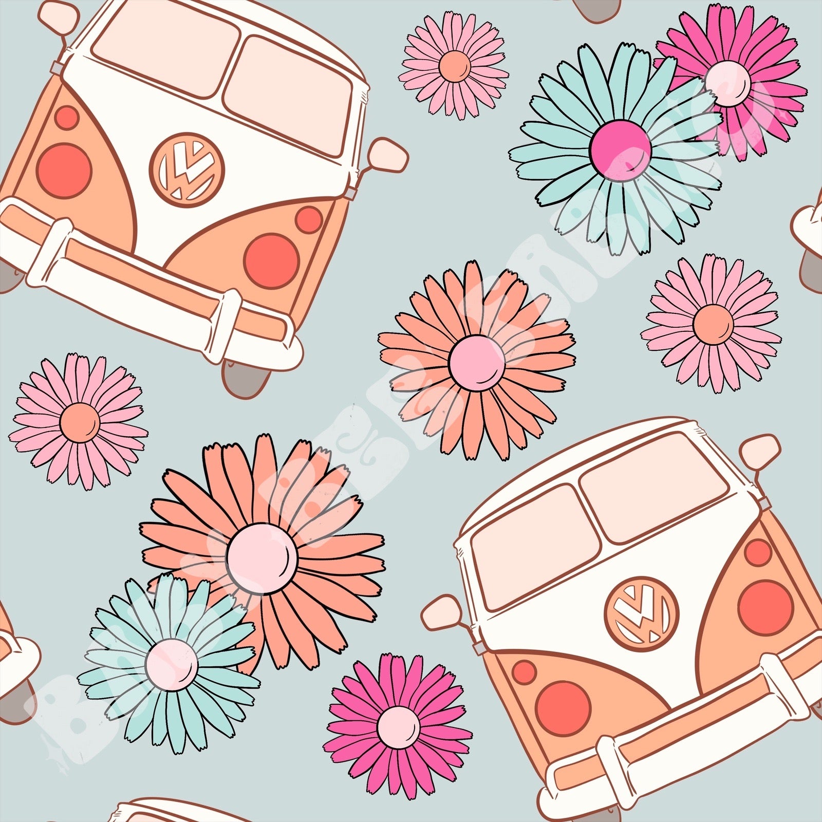 VW Bus Floral – Baby Bee Fabric